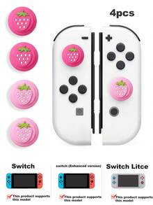 4pcs Strawberry Silicone Joystick Caps Compatible With Switch/Lite/OLED ...