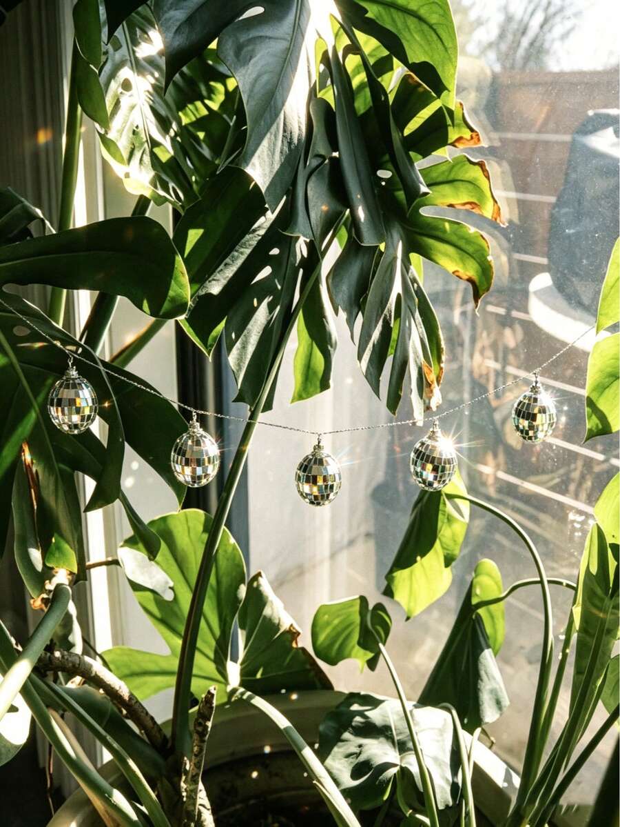Boho Mirror Disco Ball Plant Chain | Window Hanging Hippie Wall Decor ...