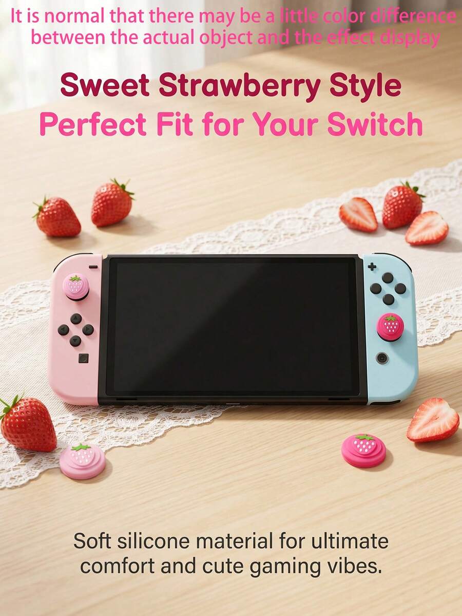 4pcs Strawberry Silicone Joystick Caps Compatible With Switch/Lite/OLED ...