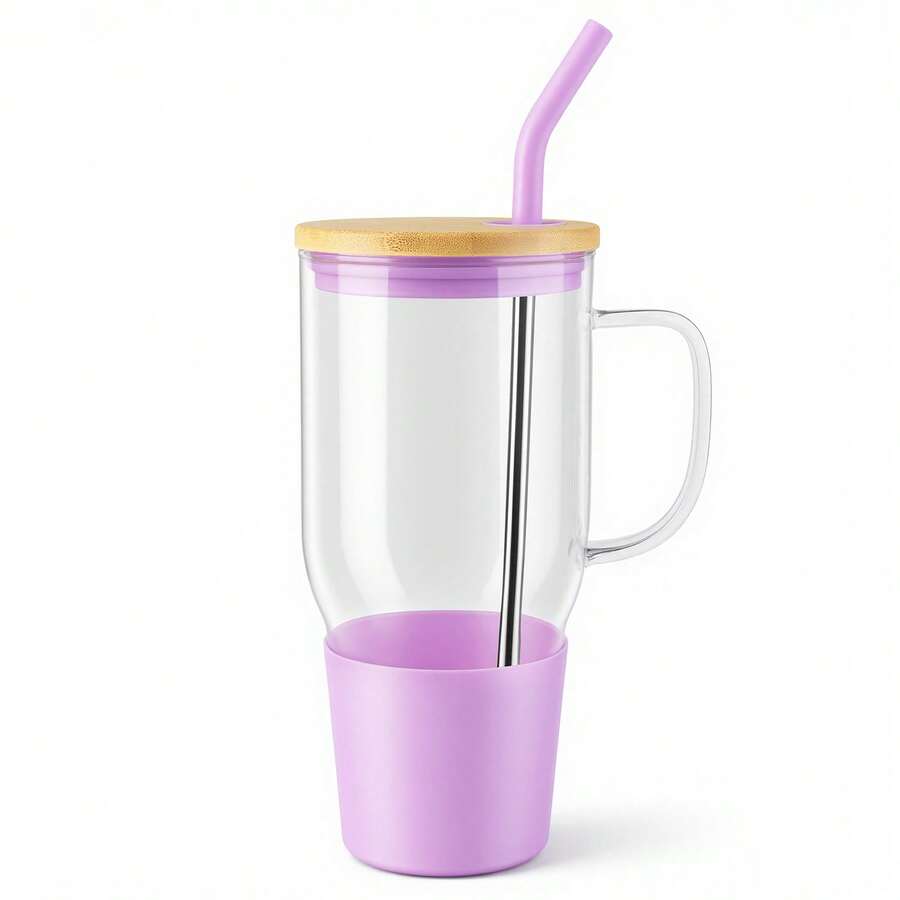 40oz Glass Tumbler With Lid And Straw Cute Printing Party Mug World ...