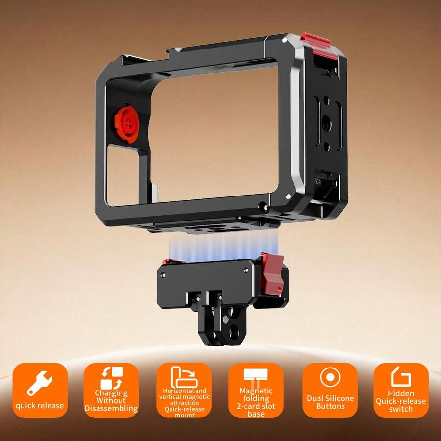 Magnetic Foldable Dual Slot Quick Release Base & Aluminum Camera Cage ...