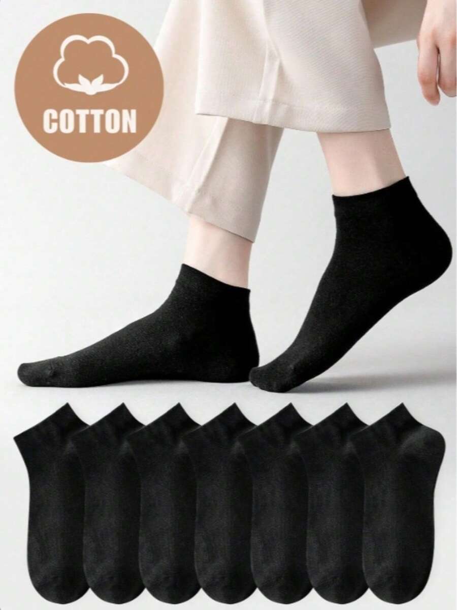 5/7/10/20 Pairs Unisex Pure Cotton Solid Color Spring/Autumn Minimalist ...