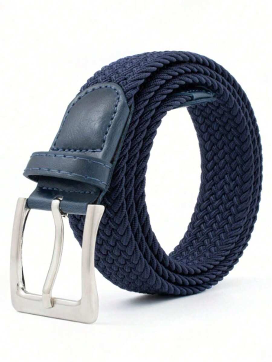 1PC Men's Woven Stretch Belt Multi-Color Options Punch-Free Elastic ...