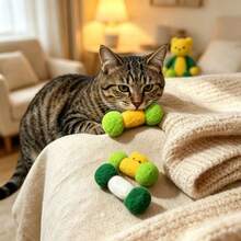 Cat Toy One-Bite Natural Insect Cocoon With Felt Ball And Built-In Bell ...