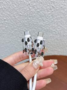 3pcs Set Data Cable Charger Protective Sleeve Leopard Print Black ...