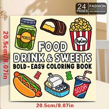 Food, Beverage And Dessert Cocoa Themed Coloring Book, Vibrant Colors ...