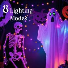 5M-20M LED Purple & Orange String Lights, Battery Powered Outdoor Fairy ...