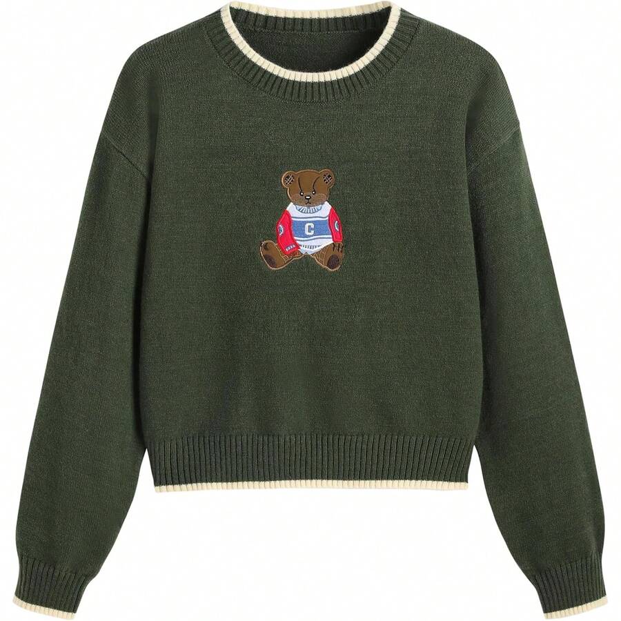 cider Women's Fall Sweaters Long Sleeve Cute Sweaters Bear Graphic ...