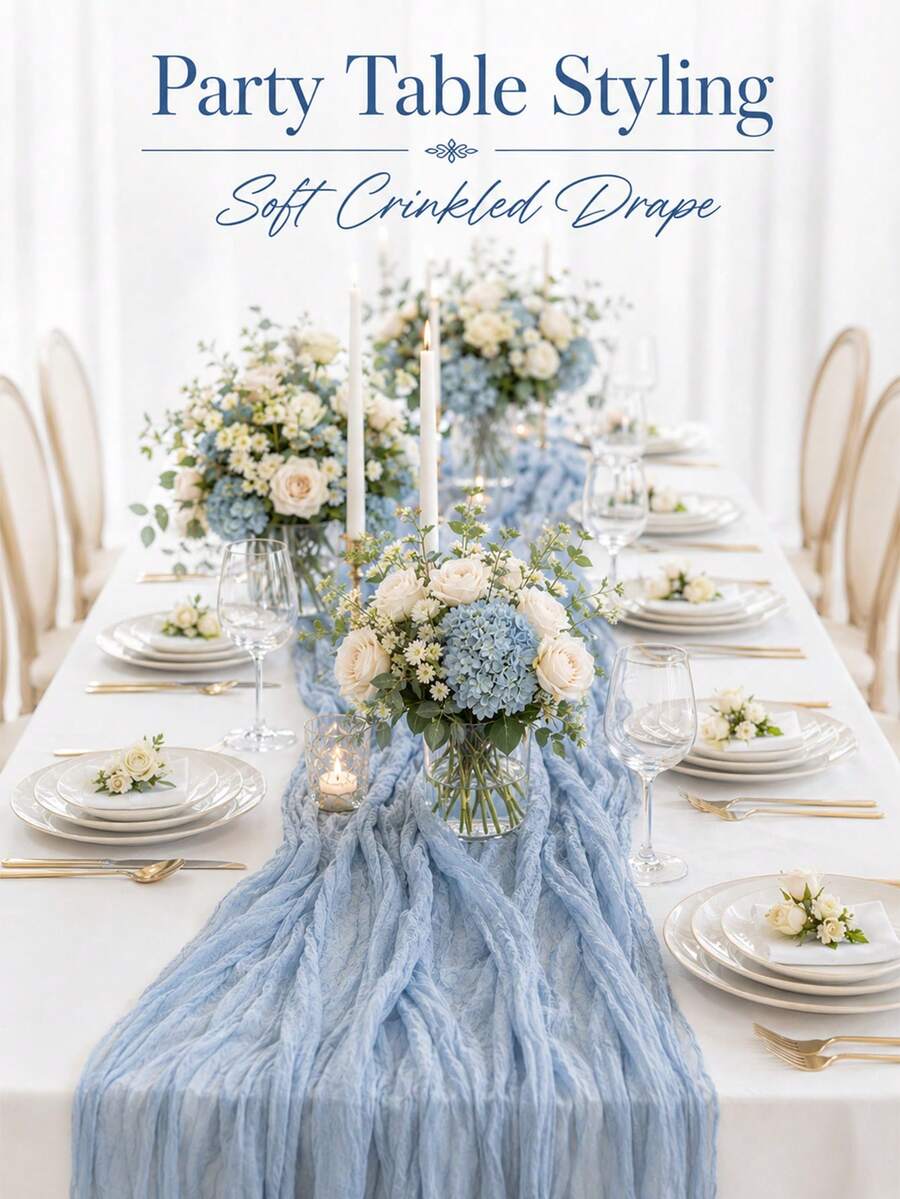 1/6/10pcsDusty Blue Cheesecloth Table Runner Bulk Set, Party Wedding ...