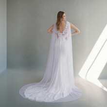 3M Wide Bridal Tulle Cape, Matching Wedding Dress Long Train Shawl ...