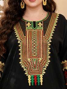 Heavy Embroidery Colorful Gold Arabic Summer Elegant Dress, JALABIA ...
