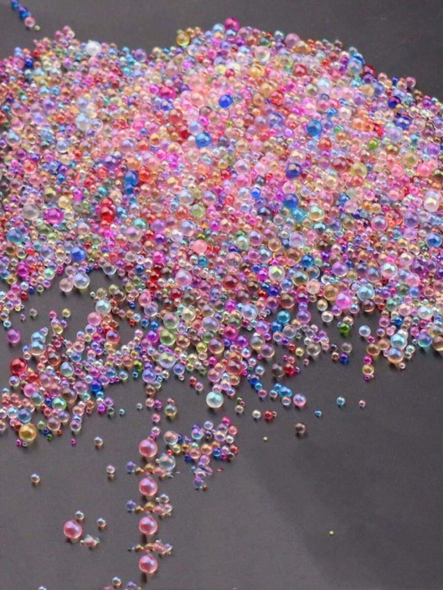 10g Transparent Colorful Bubble Glass Beads, Non-Hole Round Beads For ...