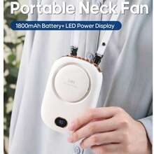 1pc Rechargeable 1800mAh Bladeless Mini Fan, Neck-Hanging Hands-Free ...
