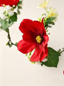 1pc Elegant Red Flower Arm Garland, Green Leaf Floral Armband, Suitable ...