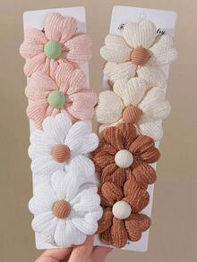 4pcs Girls Coffee Color Fabric 3D Flower Hair Clips Side Bangs Hair ...