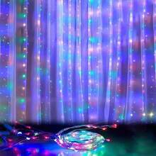 100/200/300/600LED Garland Curtain Lights, 8 Modes, AA Battery Powered ...