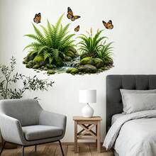 1PC, 30*60cm, Zen Mountain Forest Waterfall Plant Wall Sticker, Moss ...