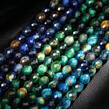 AAA Natural Stone Blue Green Tiger Eye Faceted Rice Shape Loose Spacer ...