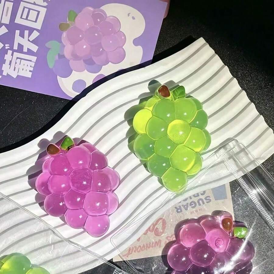 Super Transparent Crystal Grape Squeeze Toy, Shine Muscat Soft Rubber ...