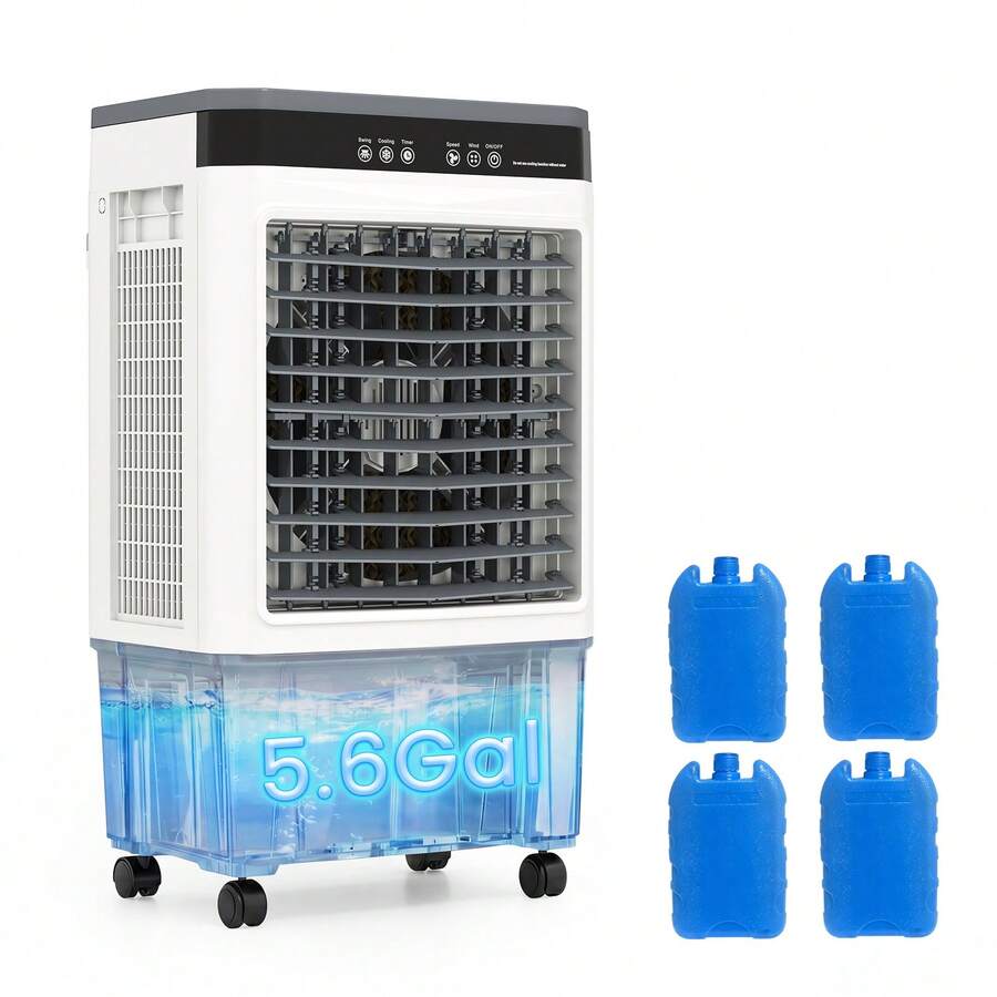 1800CFM Swamp Cooler, 5.6 Gal 3-In-1 Portable Evaporative Air Cooler ...
