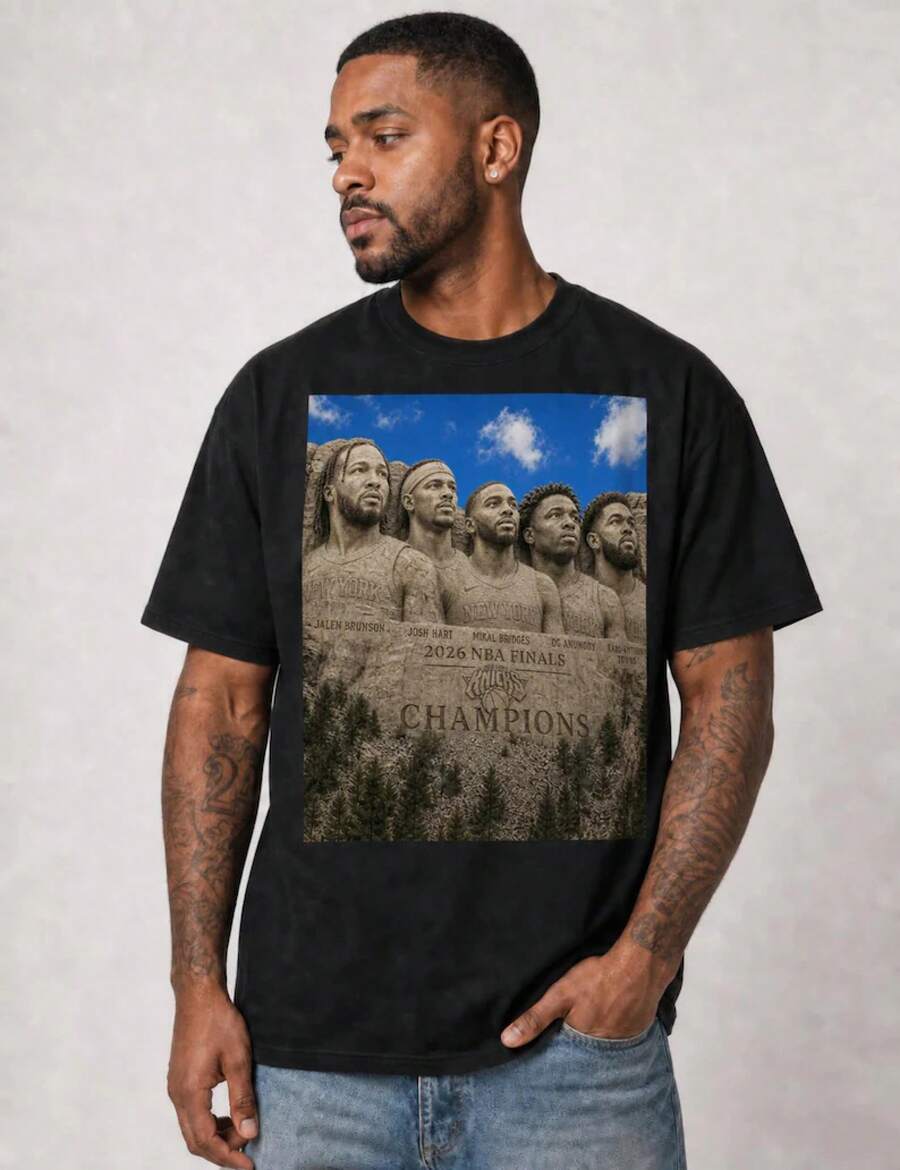 NOVA KNICKS 2026 Graphic Design Mount Rushmore 100% Cotton | SHEIN UK