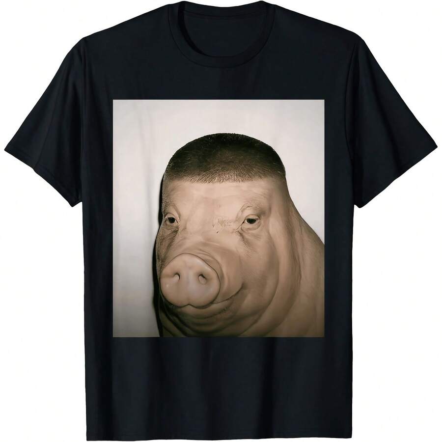 Buzz Haircut Wiggers Pig Funny Internet Meme AI Animal Joke T-Shirt ...