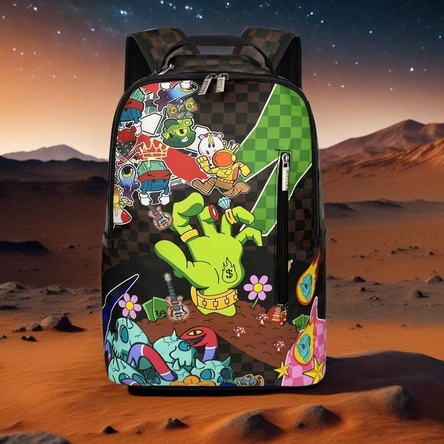 Mochila da Moda, Grande Capacidade com Padrão de Tinta Spray, Mochila ...