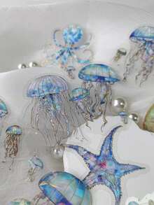 20pcs Ocean Creature Stickers, Jellyfish Dolphin Whale Stickers, Gold ...