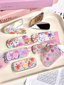 1pc Cute Cartoon Flower Sticker Makeup Mirror Phone Holder, Foldable ...
