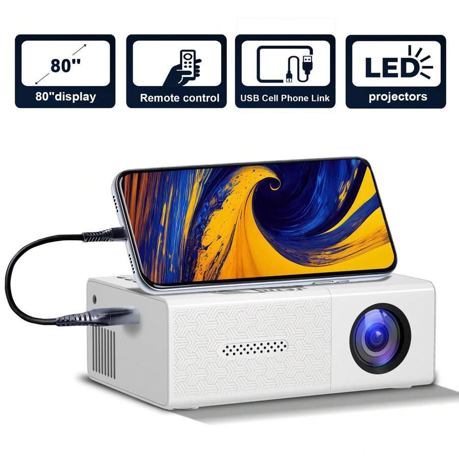 JEIN Mini Home Projector, Supports Mobile Screen Projection, Comes With ...