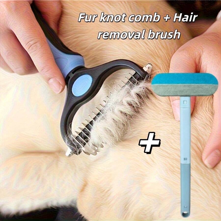 2pcs Pet Hair Comb + Pet Multi-Function Cleaner, Cat & Dog Hair ...