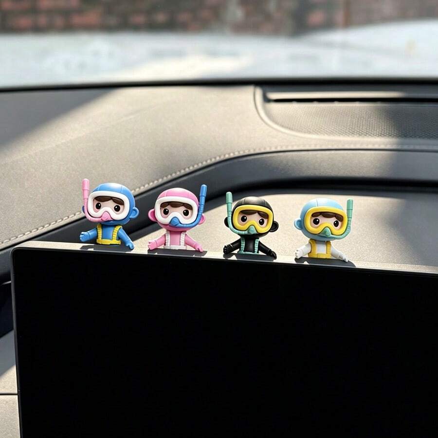 2pcs Random Creative Cute Diving Couple Car Desktop Ornament, DIY Car ...