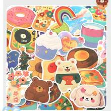 108pcs Original Ins Korean Style Watercolor Stickers Cute Cartoon Bear ...
