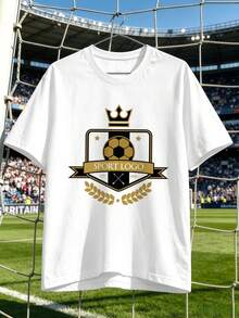 Camiseta de hombre con logo Crown Soccer, 100% algodón, cuello redondo ...