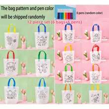 6/12/24 Sets Reusable DIY Doodle Non-Woven Shopping Bags - Suitable For ...
