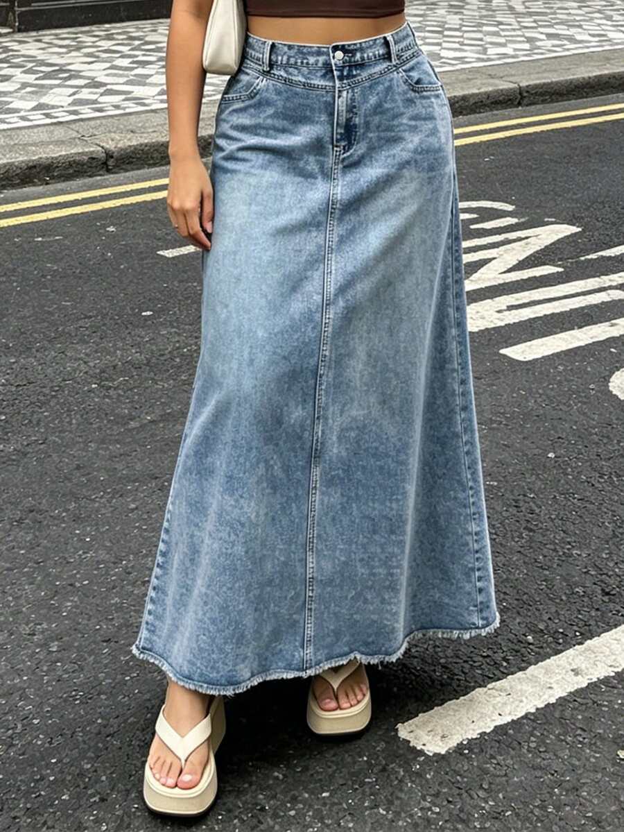 Plus Size Women's Denim Skirt Loose Fashion Streetwear Casual Elegant ...