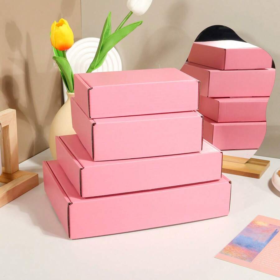 1pc Pink Shipping Box, Packaging Material, Mailer Box, Corrugated ...