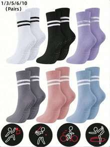 1/3/5/6/10 Pairs Of Sports Yoga Mid-Calf Socks For Men And Women ...