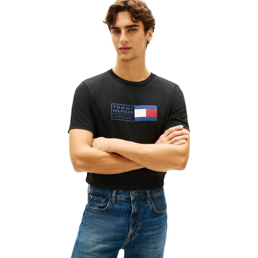 Tommy Hilfiger Men's Short Sleeve Cotton Graphic T-Shirts With Printed ...