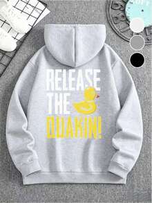 1 Piece Men's Hoodie, Featuring A Vibrant Duck Pattern, Soft And Warm ...