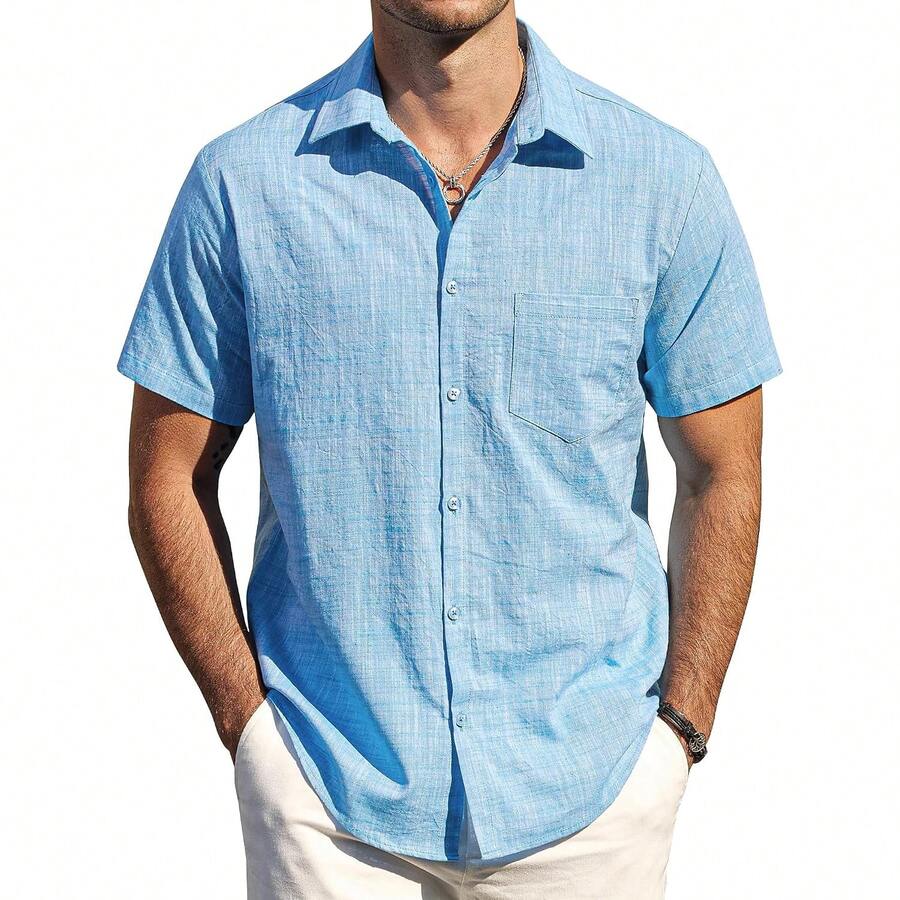 Tommy Hilfiger Mens Chambray Shirts Casual Button Down Shirt Short ...