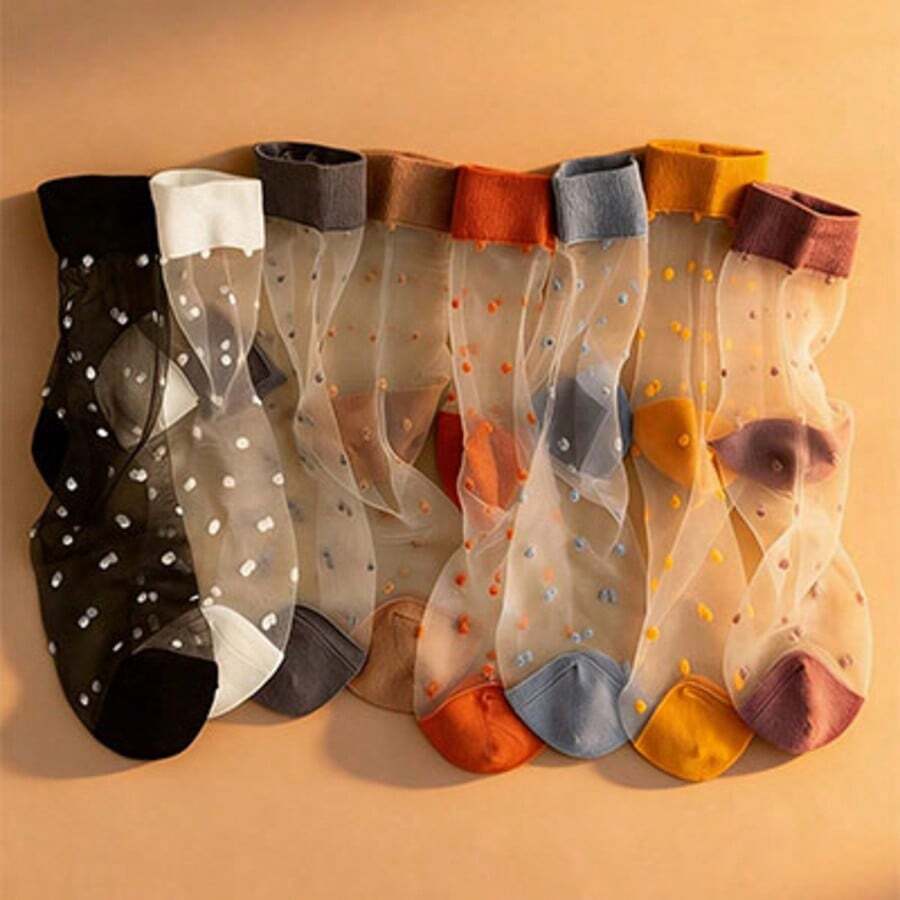 1/3/5/6/8/10 Pairs Women's Glass Fiber Mid-Calf Socks, Ultra-Thin ...