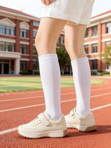 5 Pairs Kids Summer New Back To School White Student Knee-High Socks ...