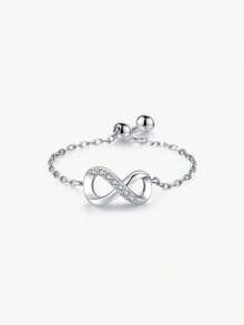 Modian 925 Sterling Silver Infinite Love Symbol Chain Adjustable Finger ...