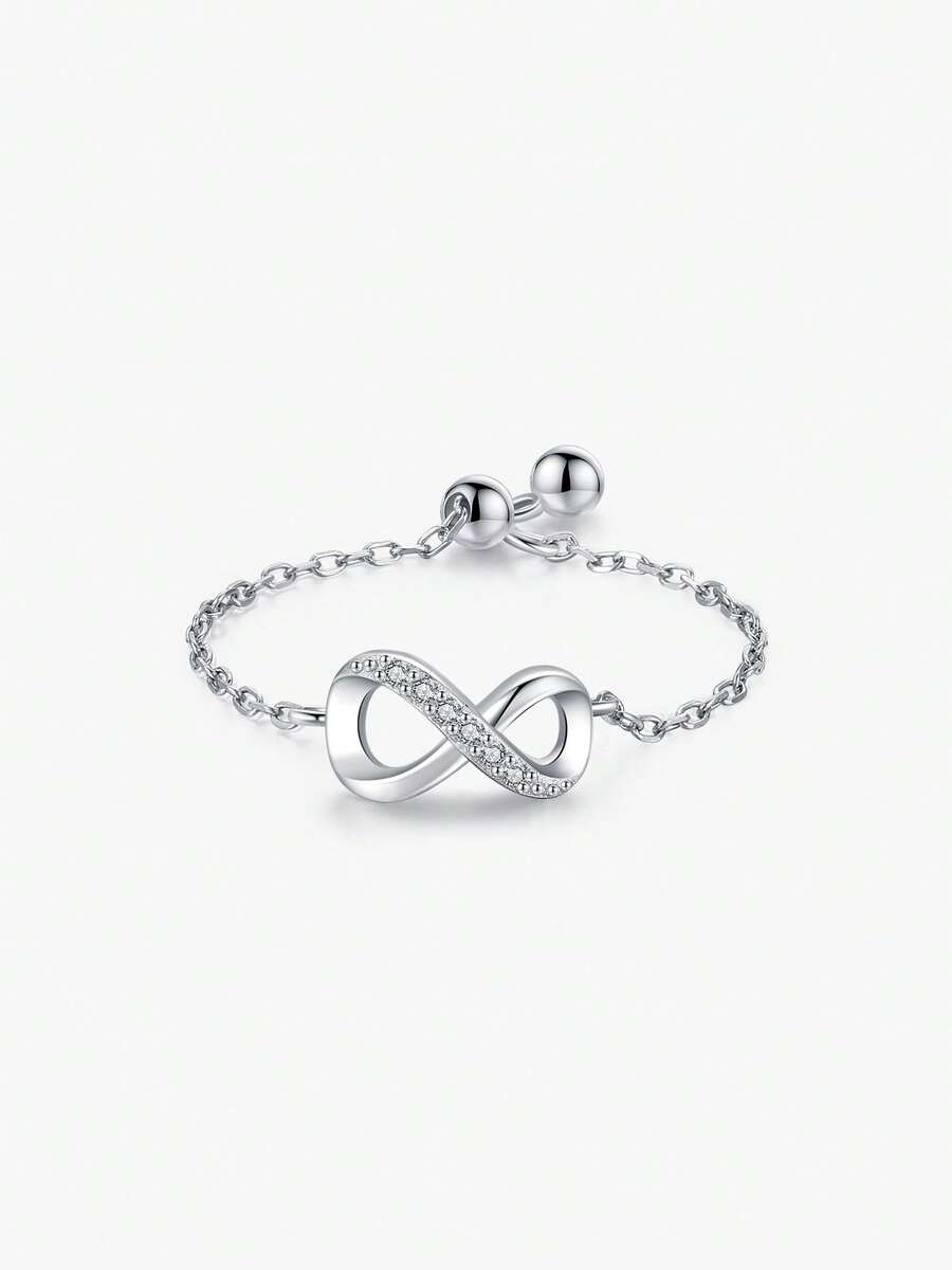 Modian 925 Sterling Silver Infinite Love Symbol Chain Adjustable Finger ...