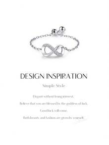 Modian 925 Sterling Silver Infinite Love Symbol Chain Adjustable Finger ...