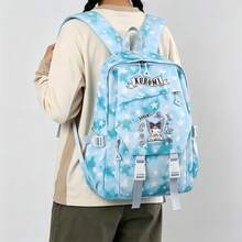 Miniso Blue Tie Dye White Star Book Banner Kuromi 3 In 1 Backpack Kit ...