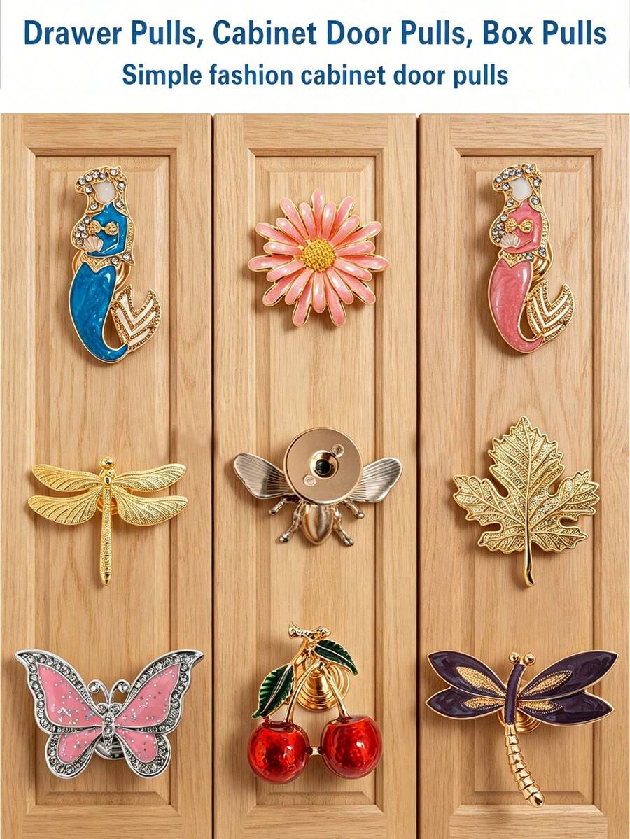 1/2/4pcs Gold Vanity Handles, Flower Shaped Vanity Drawer Pulls, Brass ...