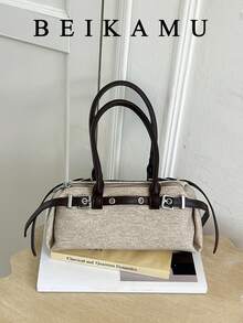 New Fashion PU Dual Handle Versatile Women's Handbag, Color-Block ...
