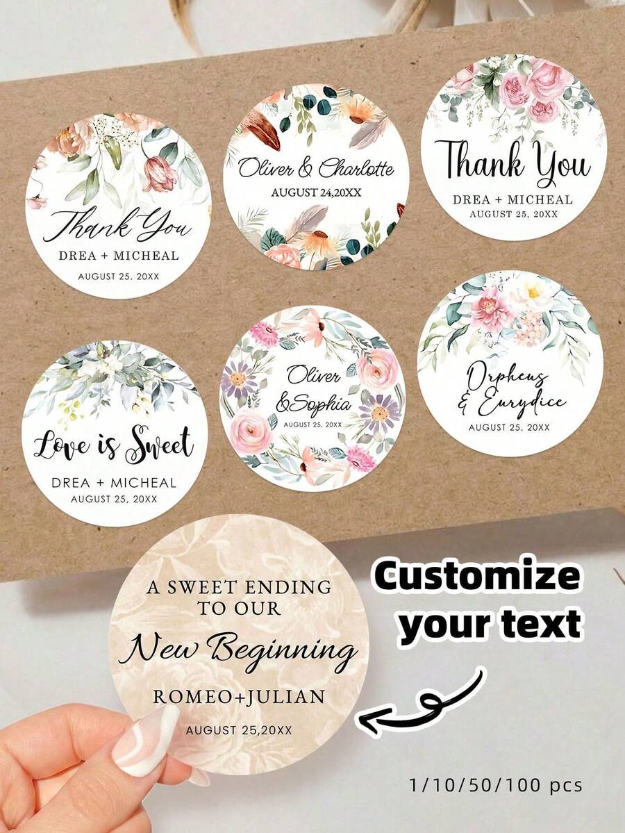 1/10/50/100pcs Customized Stickers, Personalized Text Stickers, Thank ...